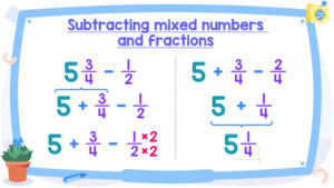 Subtracting fractions from mixed numbers - Hugemath